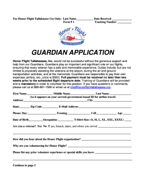 Fillable Online Honor Flight Tallahassee Join Guardians Fax Email Print ...