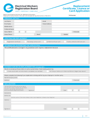 Fillable Online EWRB 1.7 Replacement Certificate, Licence or Card ...