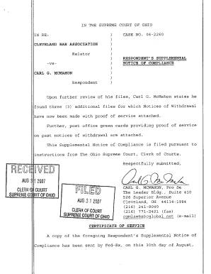 Fillable Online supremecourt ohio ' nE D - supremecourt ohio Fax Email ...