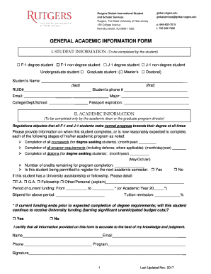 Fillable Online GENERAL ACADEMIC INFORMATION FORM Fax Email Print ...