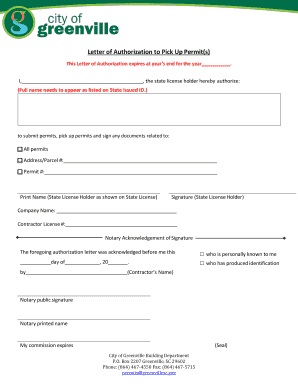 Letter Of Authorization To Pull Permits - Fill Online, Printable ...