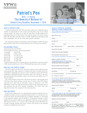 Fillable Online vfw Patriot s Pen Fax Email Print - pdfFiller