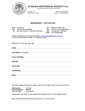 Fillable Online ST KILDA HISTORICAL SOCIETY Inc Fax Email Print - pdfFiller