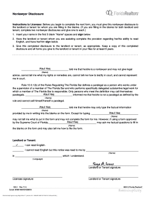 Fillable Online disclosure and all forms you give to the landlord or ...