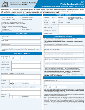 Fillable Online Photo card application (Form PC1). Photo card ...