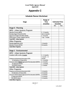 Fillable Online Appendix C - Schedule Planner Worksheet Fax Email Print ...