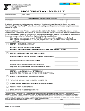 Fillable Online PROOF OF RESIDENCY - SCHEDULE "R" Fax Email Print ...