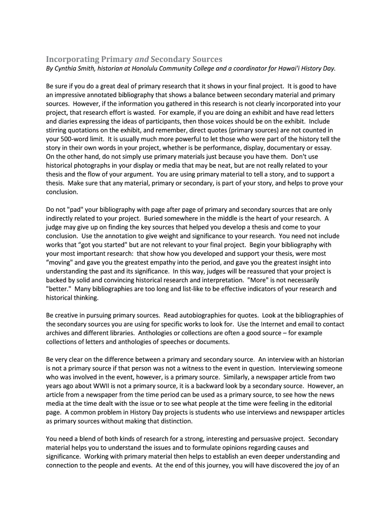 Fillable Online Incorporating Primary and Secondary Sources Fax Email ...