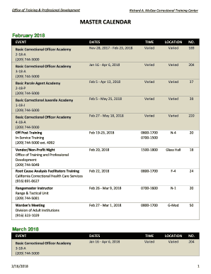Fillable Online MASTER CALENDAR Fax Email Print - pdfFiller
