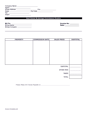 Fillable Online Free Real Estate Brokerage Commission Invoice Template ...