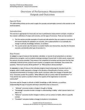 Fillable Online Overview of Performance Measurement Outputs and ...