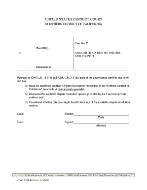 Fillable Online ADR Certification Fax Email Print - pdfFiller