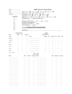Fillable Online MERP Character Record Sheet Fax Email Print - pdfFiller