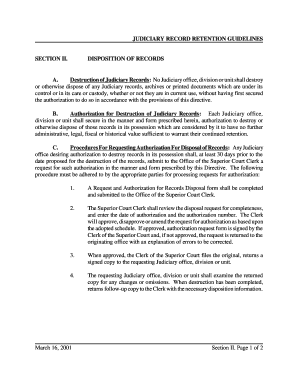Fillable Online JUDICIARY RECORD RETENTION GUIDELINES Fax Email Print ...