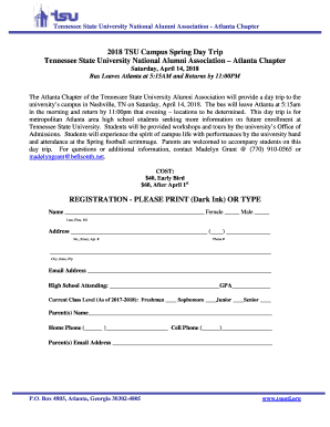 Fillable Online Tennessee State University National Alumni Association ...