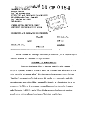 Fillable Online SEC Complaint: Assurant, Inc. Fax Email Print - pdfFiller