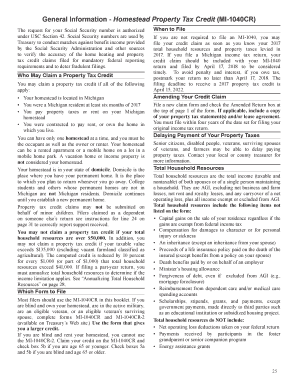 Fillable Online General Information - Homestead Property Tax Credit (MI ...