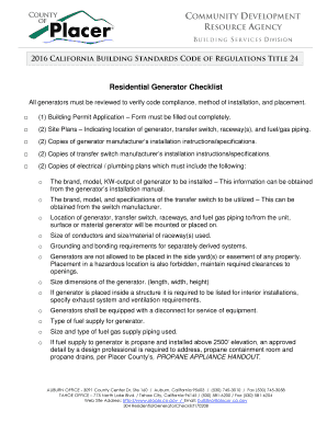 Fillable Online Residential Generator Checklist Fax Email Print - pdfFiller