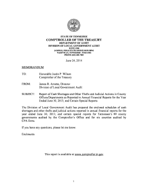 Fillable Online Report of Cash Shortages Fax Email Print - pdfFiller