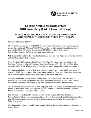 Fillable Online Express Scripts Medicare (PDP) 2018 Formulary (List of ...