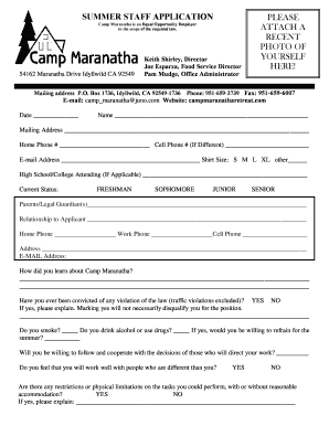 Fillable Online Emp. Application SUMMER STAFF.doc Fax Email Print - pdfFiller