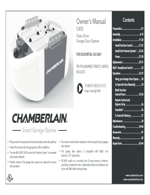 Fillable Online 114A5035. Chamberlain Chain Drive Owner's Manual Model ...