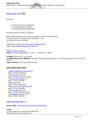 Fillable Online Sears Job Fair Fax Email Print - pdfFiller