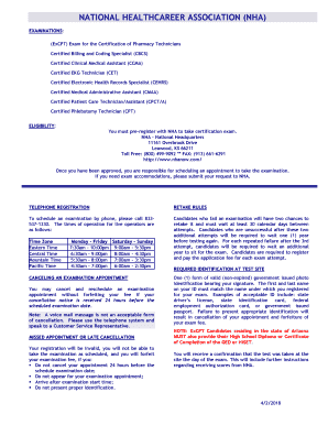 Fillable Online NATIONAL HEALTHCAREER ASSOCIATION (NHA) Fax Email Print ...