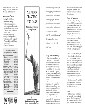 Fillable Online dnrc mt SEEDLING PLANTING AND CARE Fax Email Print ...