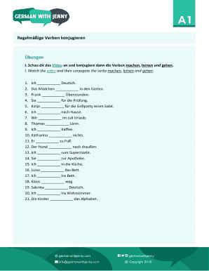 Fillable Online Schau dir das Video an und konjugiere dann die Verben ...