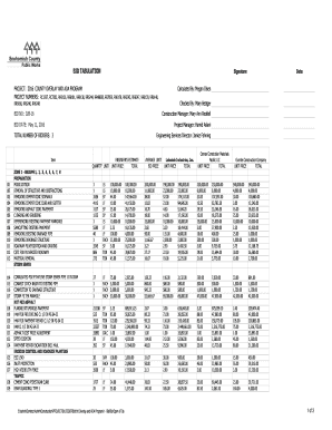 Fillable Online BID TABULATION Fax Email Print - pdfFiller
