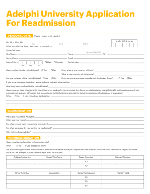 Fillable Online academic-services adelphi Adelphi University ...