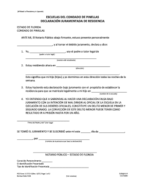 Parent Affidavit Of Residency Spanish - Fill Online, Printable ...