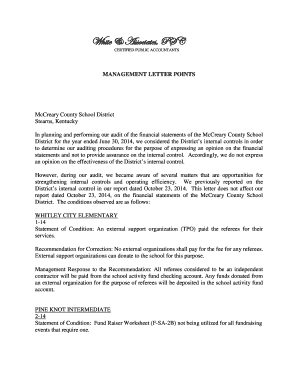 Fillable Online education ky MANAGEMENT LETTER POINTS Fax Email Print ...