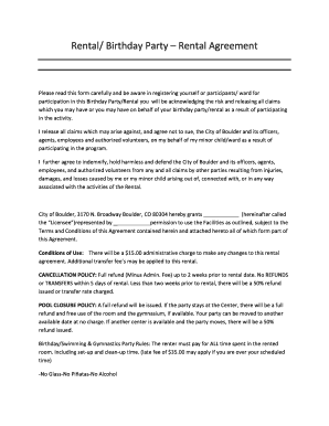 Fillable Online Rental/ Birthday Party Rental Agreement Fax Email Print ...