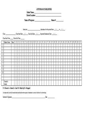 Fillable Online ATTENDANCE RECORDS Fax Email Print - pdfFiller