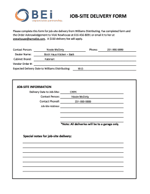 Fillable Online Job-Site Delivery Form.xlsx Fax Email Print - pdfFiller