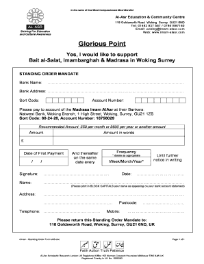 Fillable Online Al-Asr - Standing Order Form v03.doc Fax Email Print ...