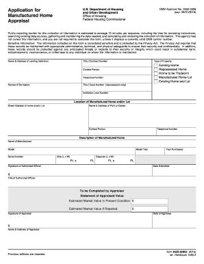 Fillable Online portal hud Application for Manufactured Home Appraisal ...