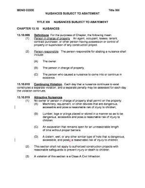 Fillable Online Title 13 - Nuisances Subject to Abatement - REPLACES ...