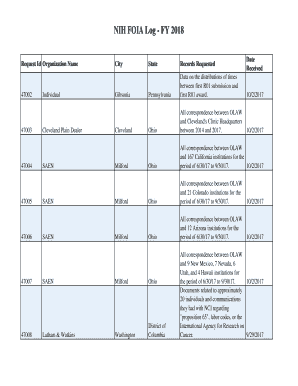 Fillable Online NIH FOIA Log National Institutes of Health (NIH) Fax ...