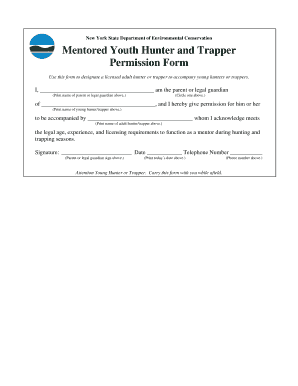 Fillable Online Mentored Youth Hunter and Trapper Permission Form (PDF ...