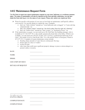 Fillable Online 1412 Maintenance Request Form Fax Email Print - pdfFiller