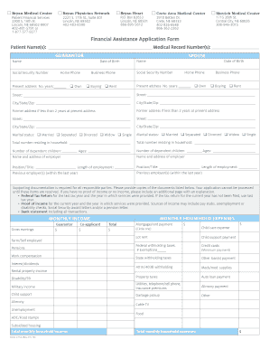 Fillable Online Financial Assistance Application - Bryan Health Fax ...