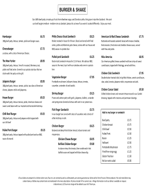 Tgi Fridays Menu Pdf With Prices - Fill Online, Printable, Fillable ...