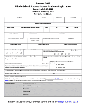 Fillable Online 2018 Six-Week High School Summer School Registration ...