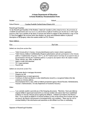 Fillable Online Arizona Department of EducationArizona Residency ...