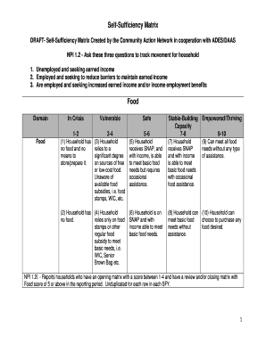 Fillable Online Self-Sufficiency Matrix Food Fax Email Print - pdfFiller