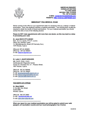 Fillable Online travel state IMMIGRANT VISA MEDICAL EXAM Fax Email ...