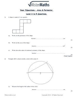 Fillable Online Area and perimter -Year 7.docx Fax Email Print - pdfFiller